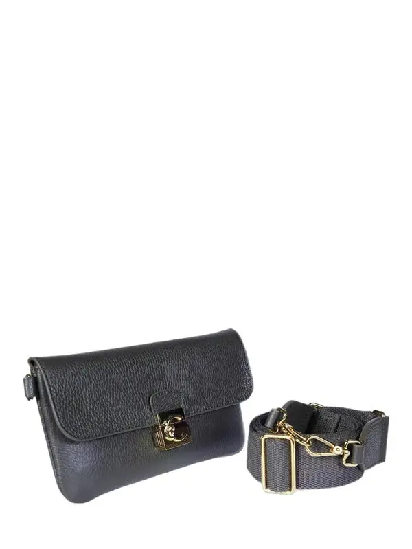 COCCINELLE C-me Lock Grained Leather Shoulder Bag - Grey