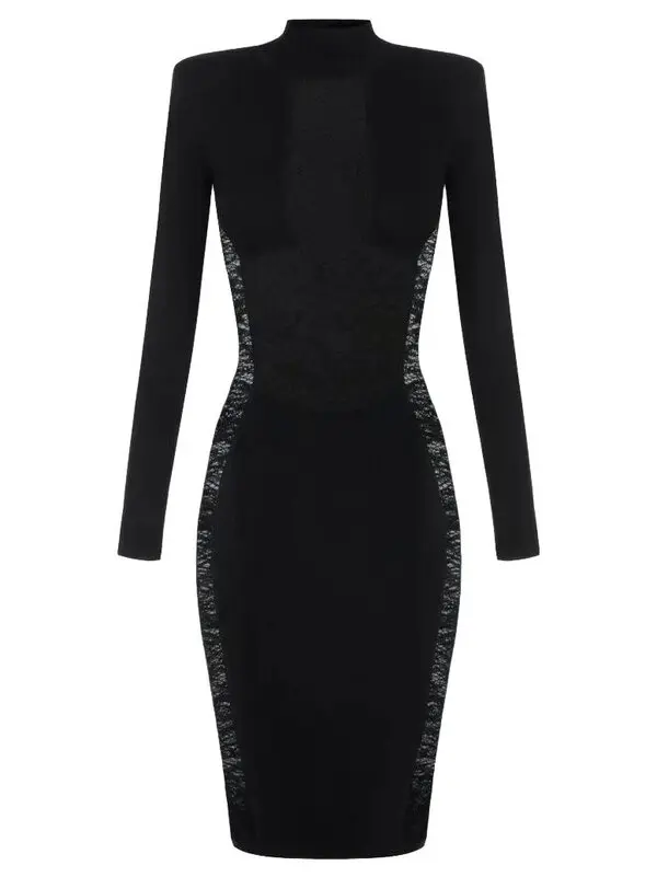 Elisabetta Franchi Lace-panelled Mesh-insert Knit Dress - Black