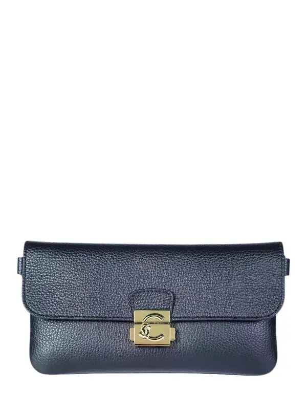 COCCINELLE C-me Lock Grained Leather Shoulder Bag - Black