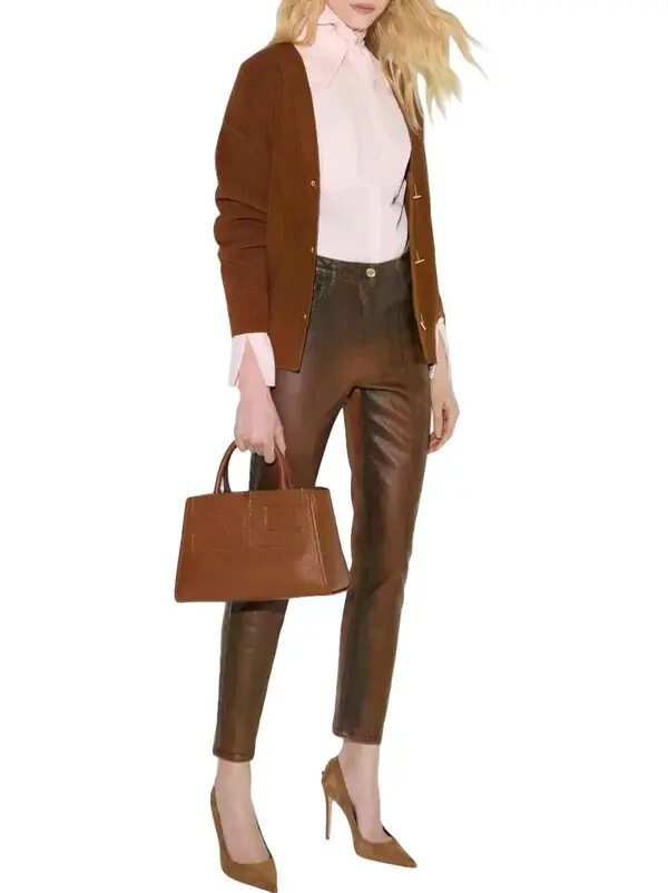 Elisabetta Franchi Cotton Shirt With Double Collar And Bow Detail - Pink