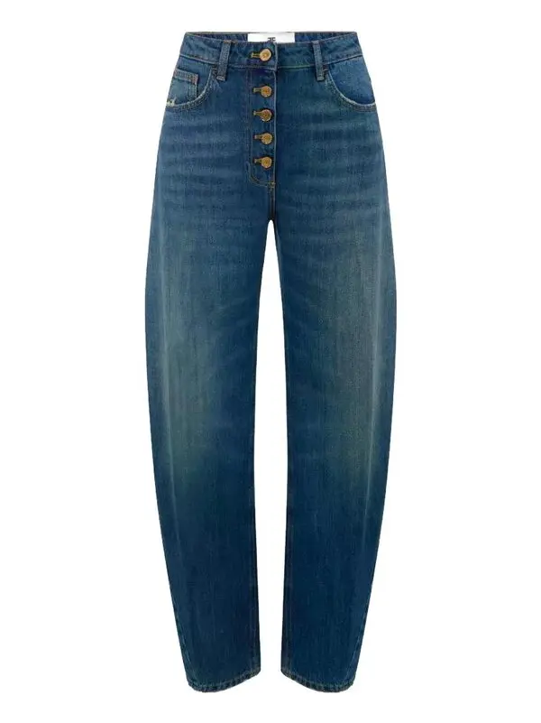 Elisabetta Franchi Balloon Fit Denim Trousers With Jewel Buttons - Blue