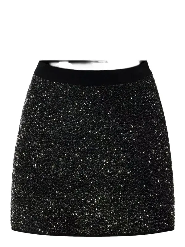 Elisabetta Franchi Sequin Knit Mini Skirt - Black