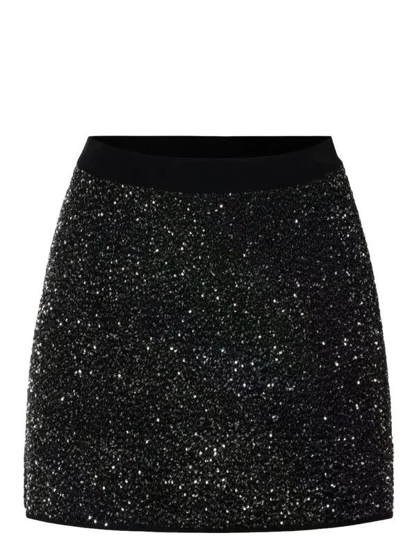 Elisabetta Franchi Sequin Knit Mini Skirt - Black