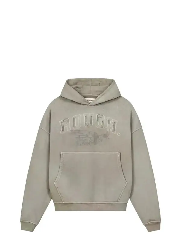 ROUGH. Rough Logo-patch Pouch-pocket Hoodie - Neutrals