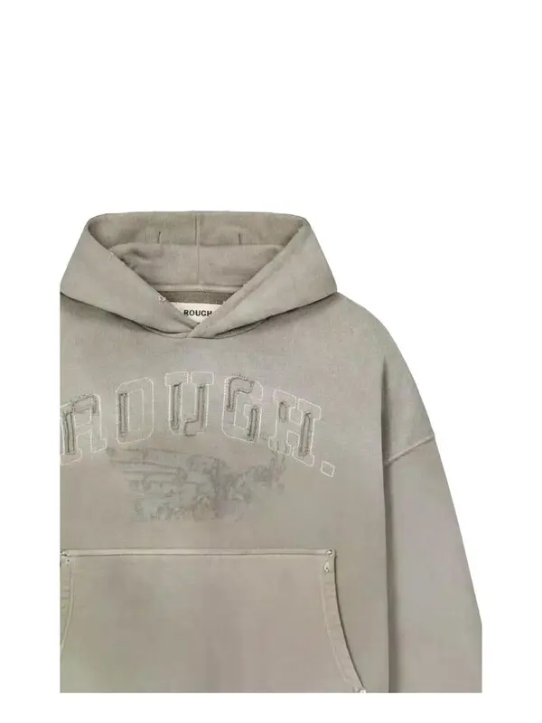 ROUGH. Rough Logo-patch Pouch-pocket Hoodie - Neutrals