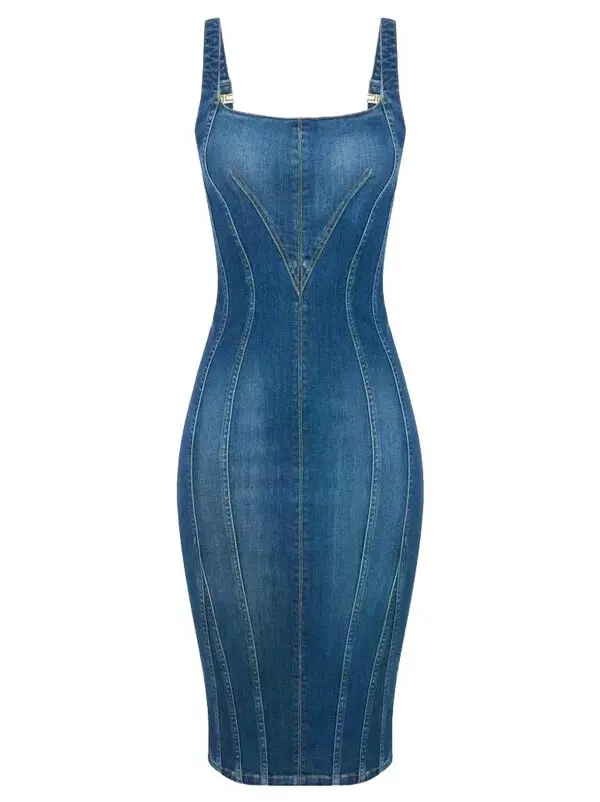 Elisabetta Franchi Denim Corsetry Dress - Blue