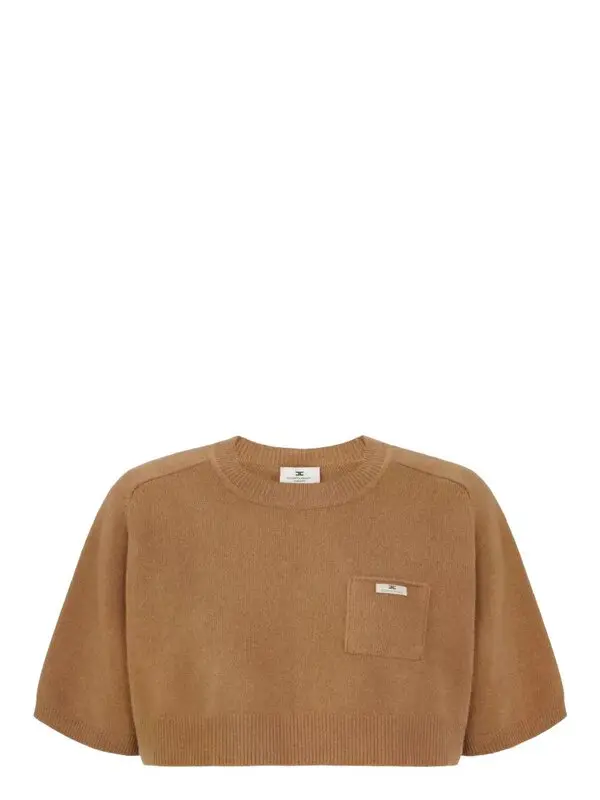Elisabetta Franchi Wool And Cashmere Cropped Top - Neutrals
