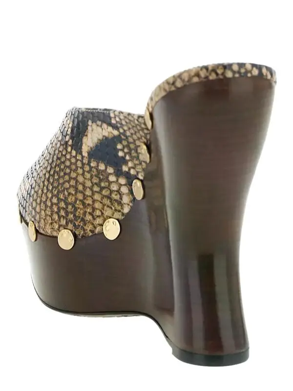 Magda Butrym Snake-embossed Wedge Mules - Neutrals