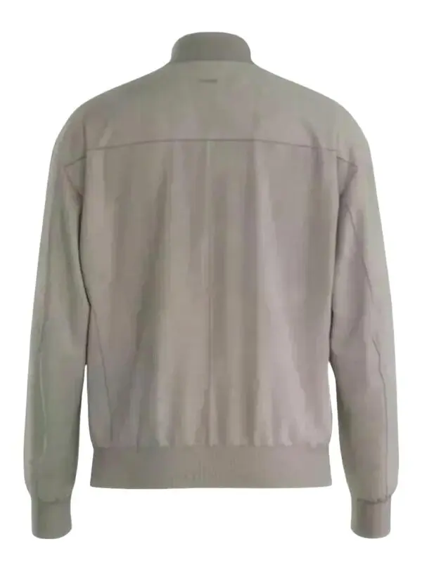 BOSS Leather Bomber Jacket - Grey
