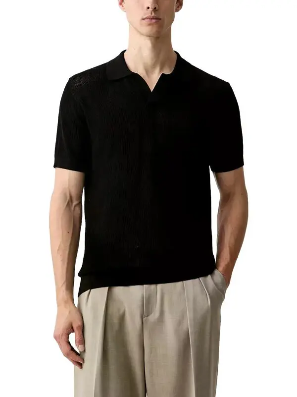 Karl Lagerfeld Mesh-knit Polo Shirt - Black