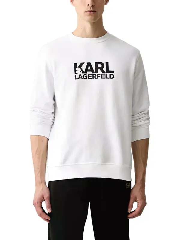 Karl Lagerfeld Logo Print Crew Neck Sweater - White