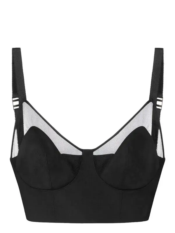 Elisabetta Franchi Cool Wool And Tulle Appliqué Top - Black