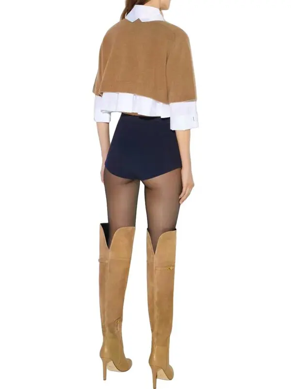 Elisabetta Franchi Knit Shorts With Jewel Buttons - Blue