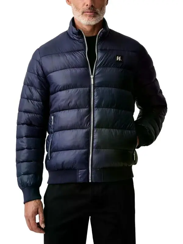 Karl Lagerfeld Quilted Logo-patch Zip-up Jacket - Blue
