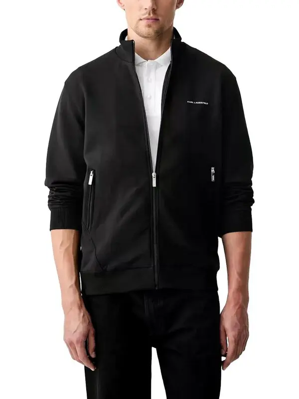 Karl Lagerfeld Logo Print Zip-up Sweatshirt - Black