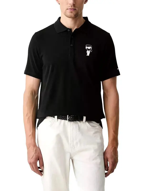 Karl Lagerfeld Ikonik Patch-detail Polo Shirt - Black
