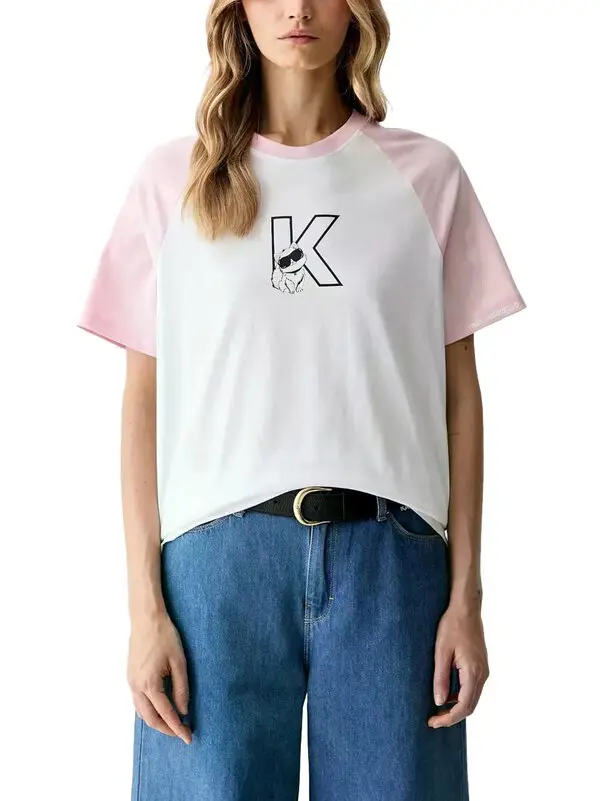 Karl Lagerfeld K" Logo Print Raglan Sleeve T-shirt - White
