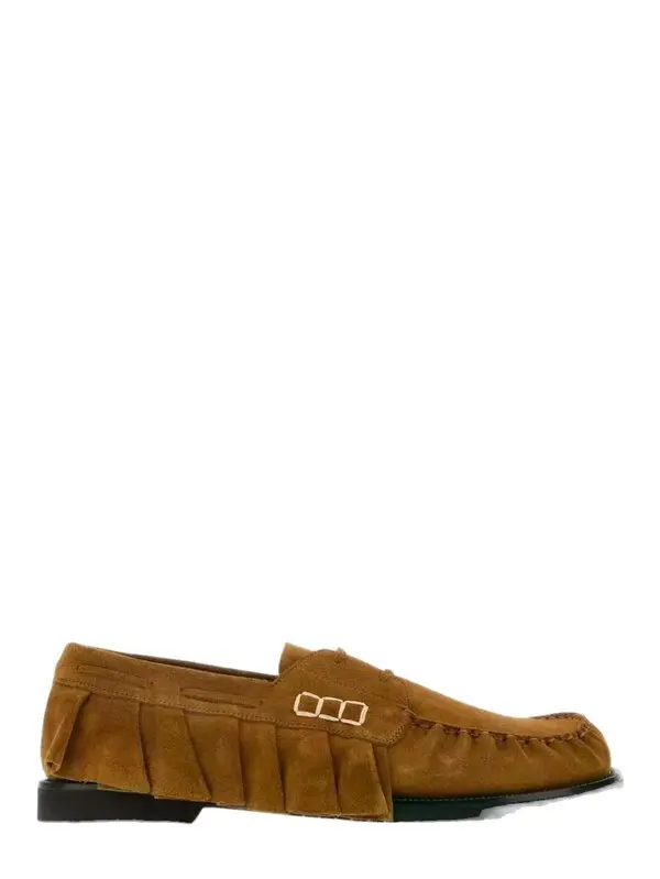 JW Anderson Ruffled Suede Boat Shoes - Brown