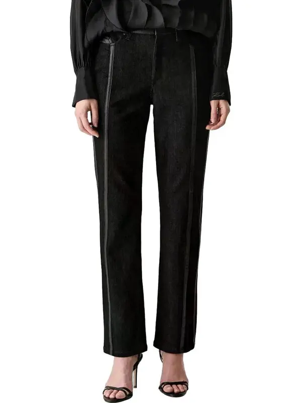 Karl Lagerfeld Straight Leg Jeans With Side Stripe Detail - Black