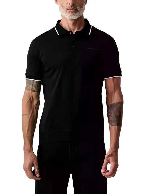 Karl Lagerfeld Logo-print Tipped Polo Shirt - Black