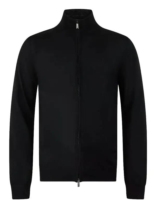 MOORER High-neck Zip-up Cardigan - Black