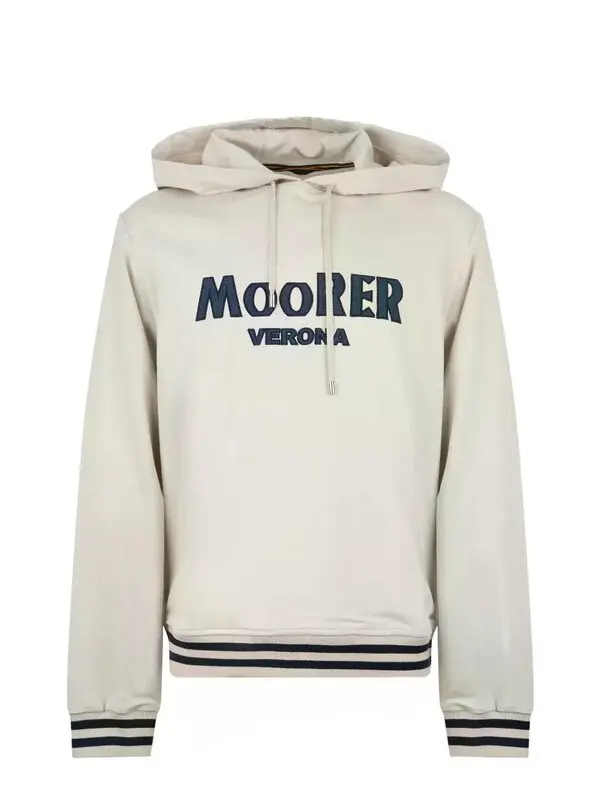 MOORER Striped Trim Hoodie - Neutrals