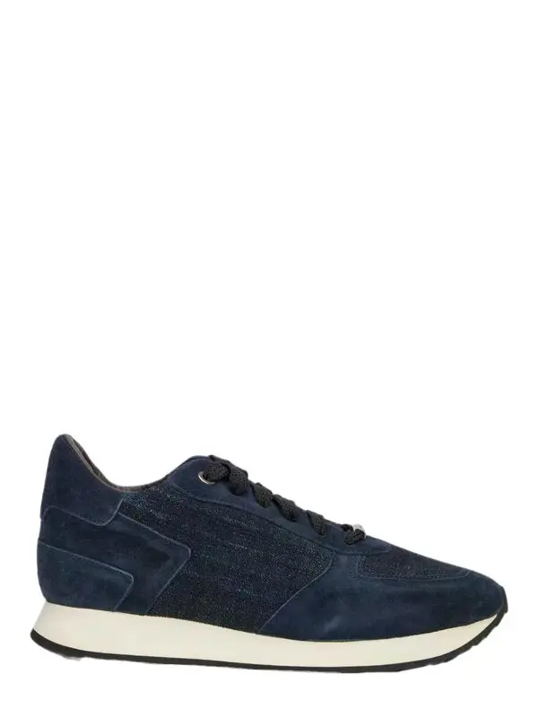 MOORER Suede Panelled Sneakers - Blue