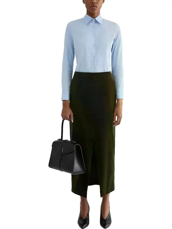 JIL SANDER Velvet Midi Skirt With Front Slit - Green