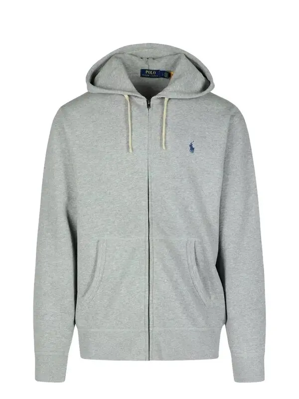 Polo Ralph Lauren Zip-up Hoodie With Embroidered Logo - Grey