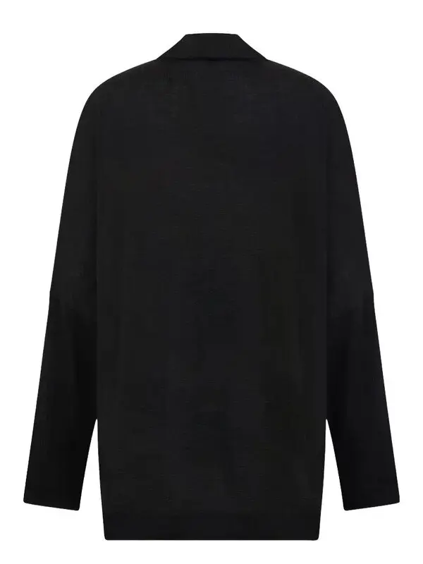 MOORER Open Front Long Sleeve Sweater - Black