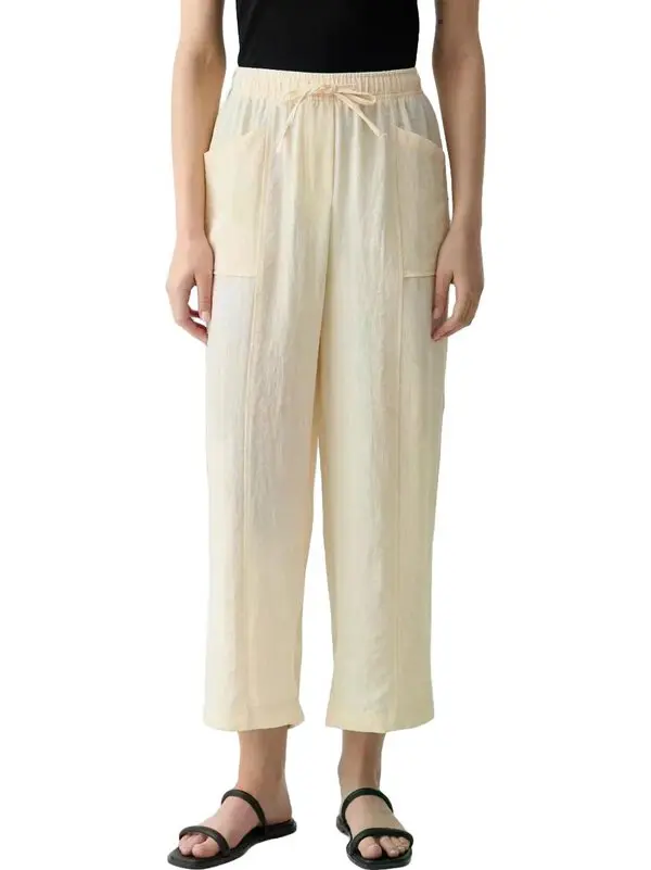 BENETTON Cropped Straight-leg Trousers With Drawstring Waist - White
