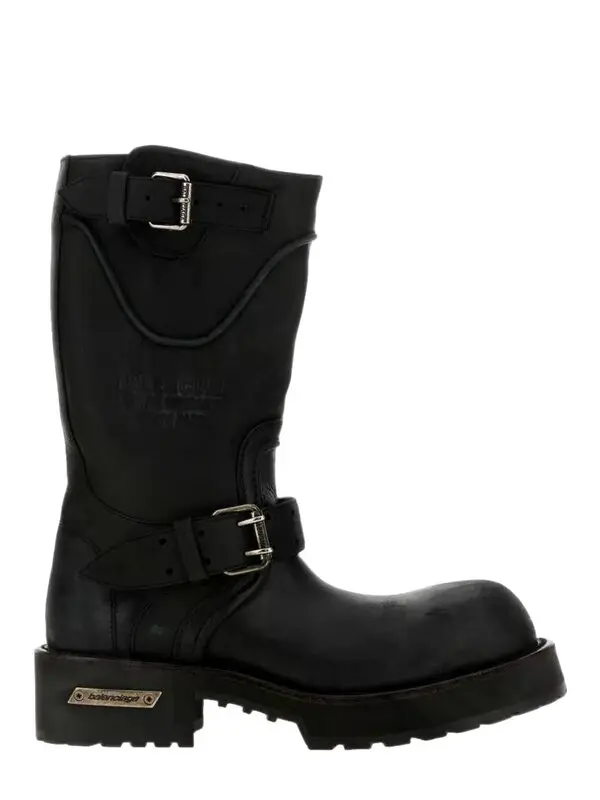 Balenciaga Leather Buckled Boots - Black
