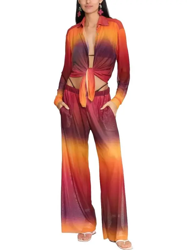 AMIR SLAMA X Tati Barbieri Dégradé Mesh Palazzo Pants - Pink
