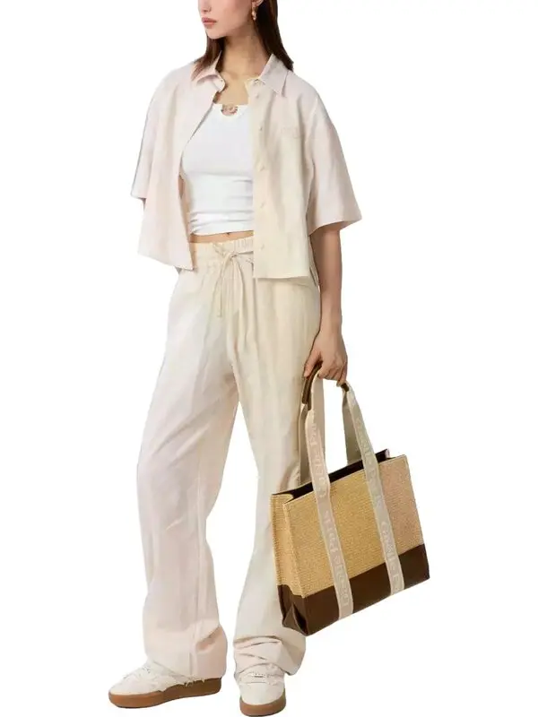 GAELLE PARIS Cropped Embroidered Shirt - Neutrals