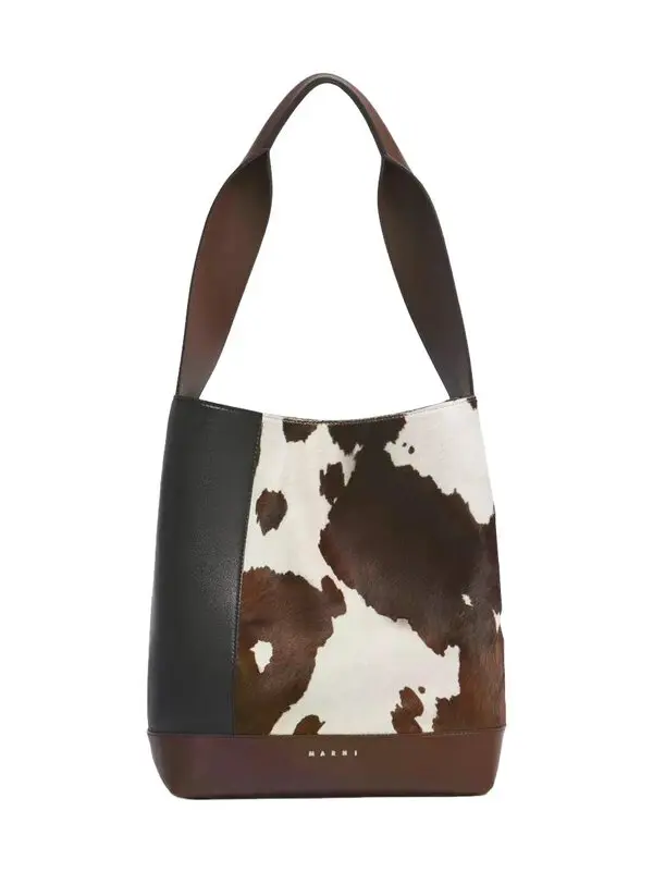 Marni Cow-print Shoulder Bag - Brown
