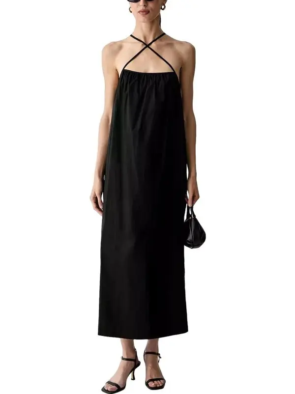 BENETTON Criss-cross Strap Maxi Dress - Black