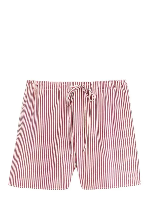 AMI Paris Cotton Striped Shorts - Red