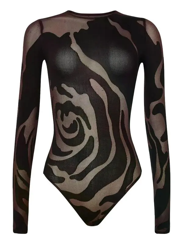 Wolford Rose-pattern Circular-knit Bodysuit - Black