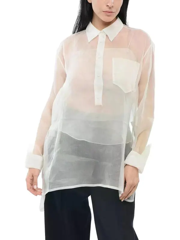 SUPER BLOND Sheer Silk Blouse - White