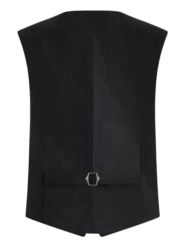 BLAZÉ MILANO Virgin Wool Pinstripe Waistcoat - Black