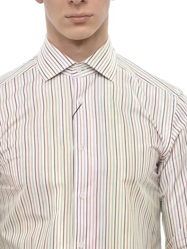 Corneliani Striped Cotton-poplin Shirt - White