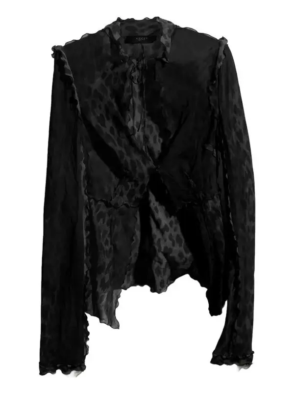 Gucci Leopard Print Ruffled Blouse - Black