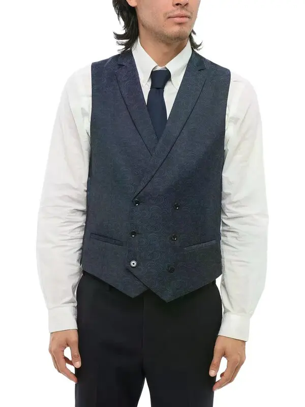 Corneliani Double-breasted Jacquard Waistcoat - Blue