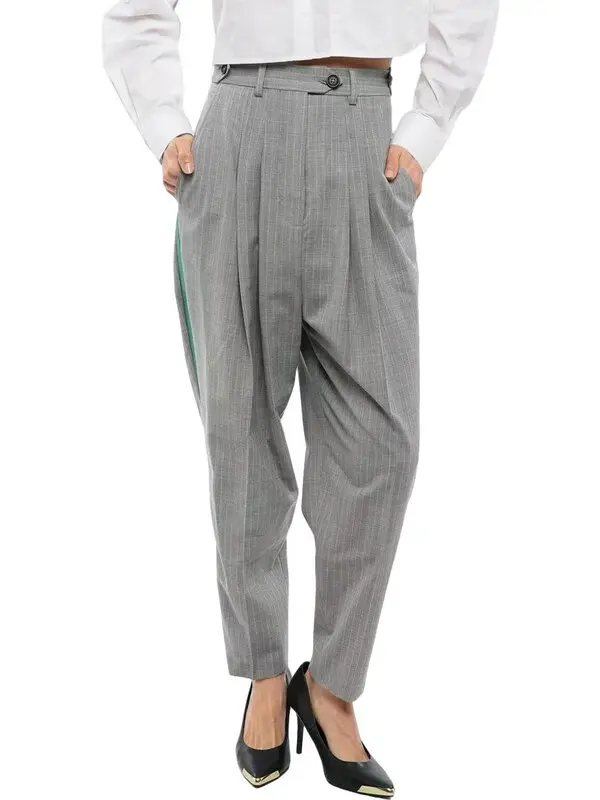 John Richmond Tailored Pinstripe Trousers With Side Stripe Detail - Grey