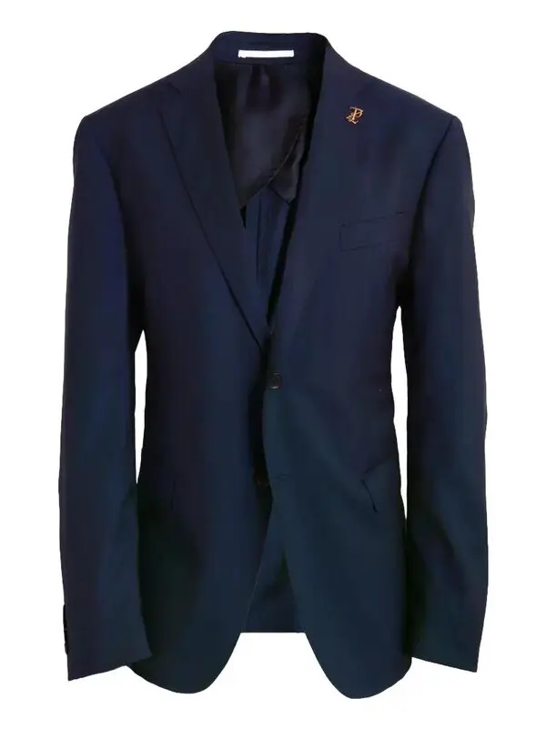 Pal Zileri Logo-plaque Single-breasted Blazer - Blue