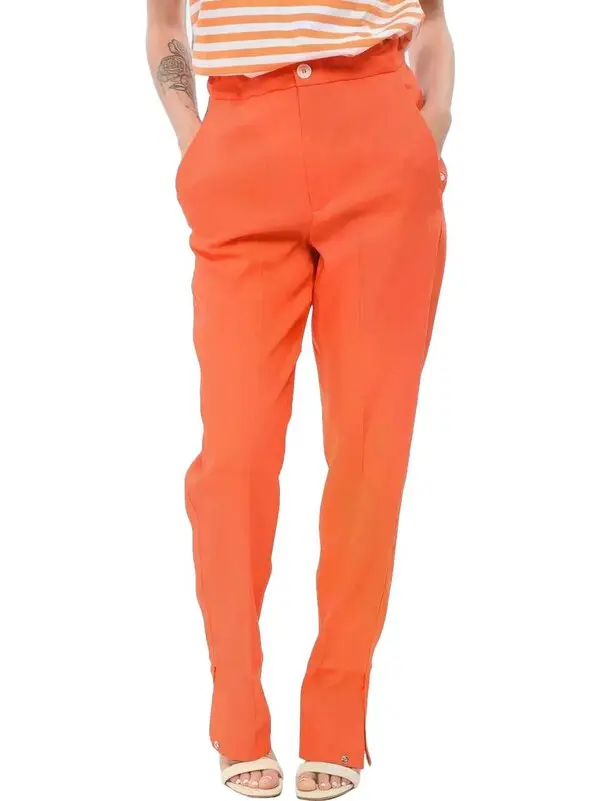 SETCHU Pleated Slit-hem Trousers - Orange