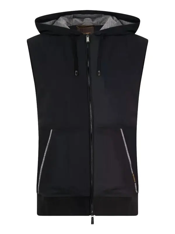MOORER Sleeveless Hooded Waistcoat - Black