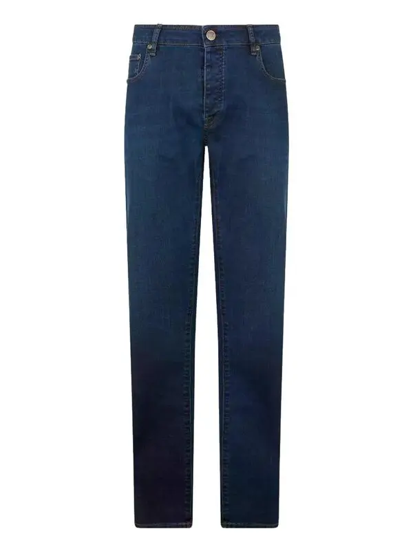 MOORER Straight-cut High-waisted Jeans - Blue