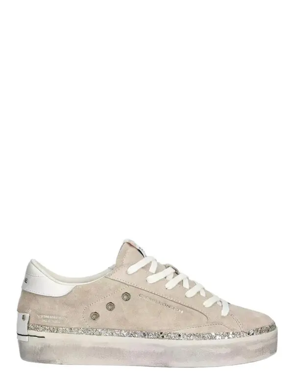 CRIME LONDON Distressed Glitter Detail Sneakers - Neutrals