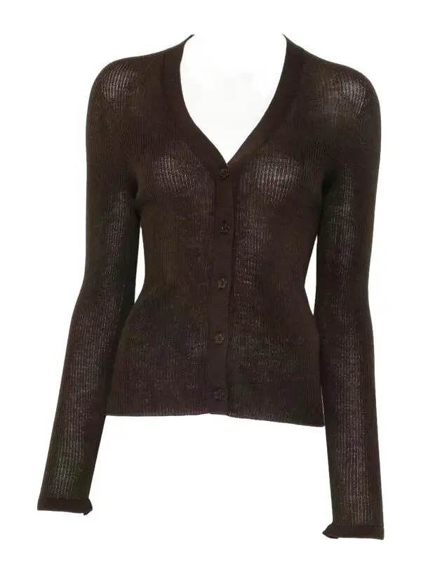 Cecilie Bahnsen Ribbed V-neck Cardigan - Brown